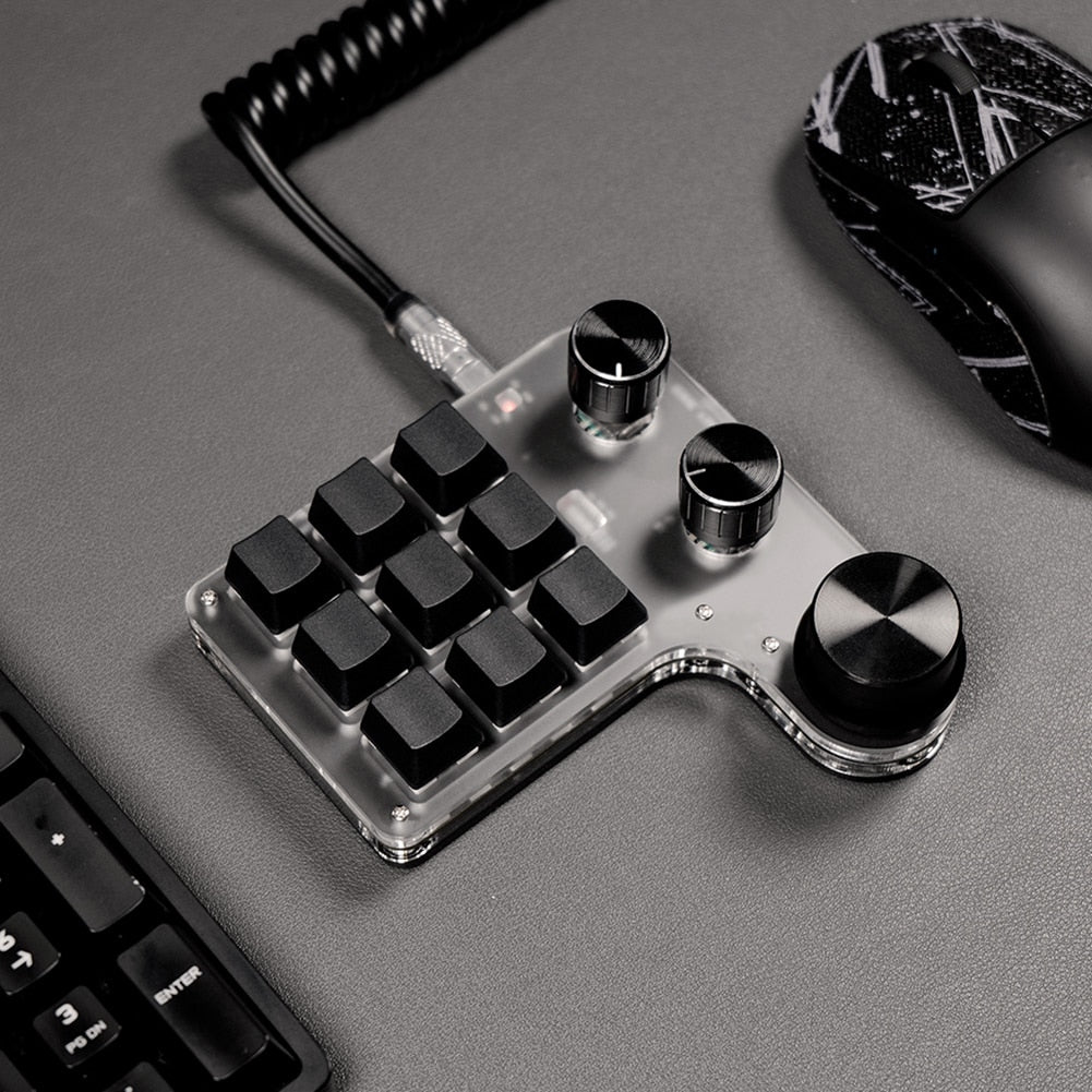 Custom Macro Keyboard Hot Swap Mini 9 Keys 3 Knob RGB Program 18 Chara ...